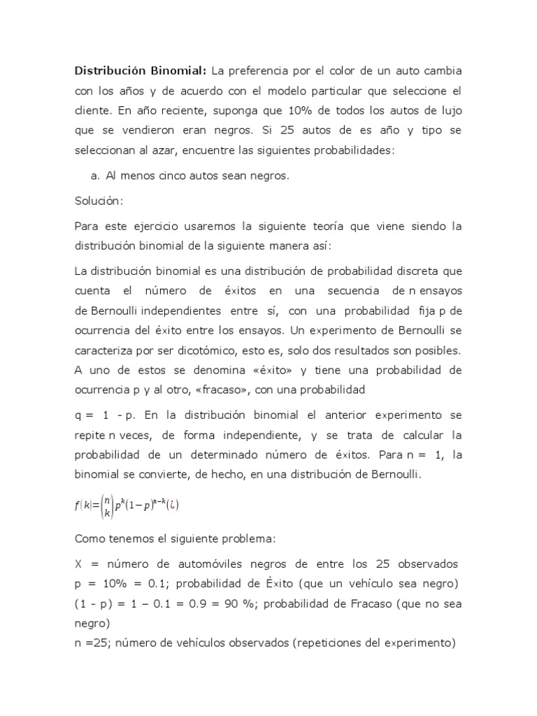 Distribución Binomial | PDF | Probabilidad | Teoría de probabilidad