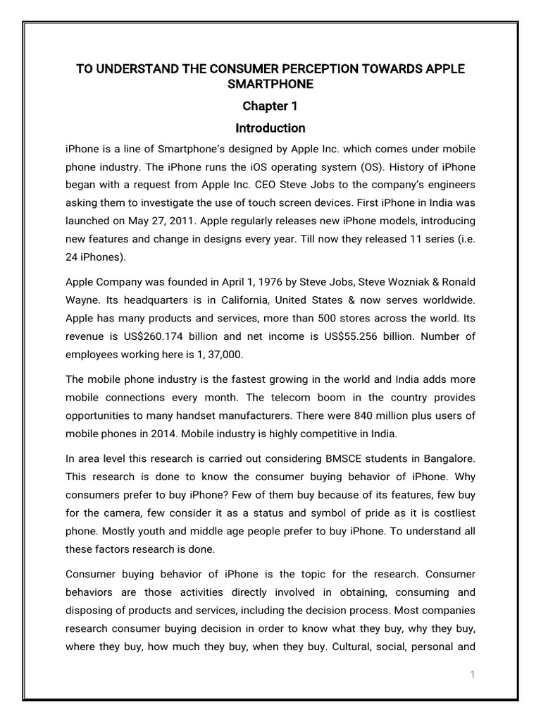 To Understand The Consumer Perception Towards Apple Smartphone | PDF ...