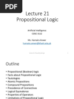 First Order Logic: Artificial Intelligence COSC-3112 Ms. Humaira Anwer ...