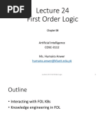First Order Logic: Artificial Intelligence COSC-3112 Ms. Humaira Anwer ...