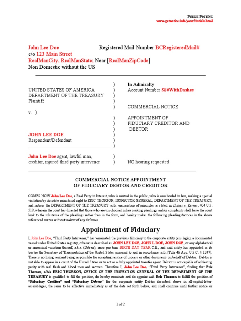 Appoint Fiduciary Eric Thorson | PDF | Fiduciary | Trustee