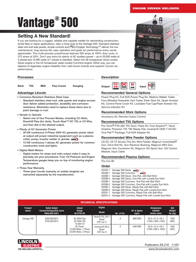 Vantage 500: Setting A New Standard! | PDF | Mains Electricity | Welding
