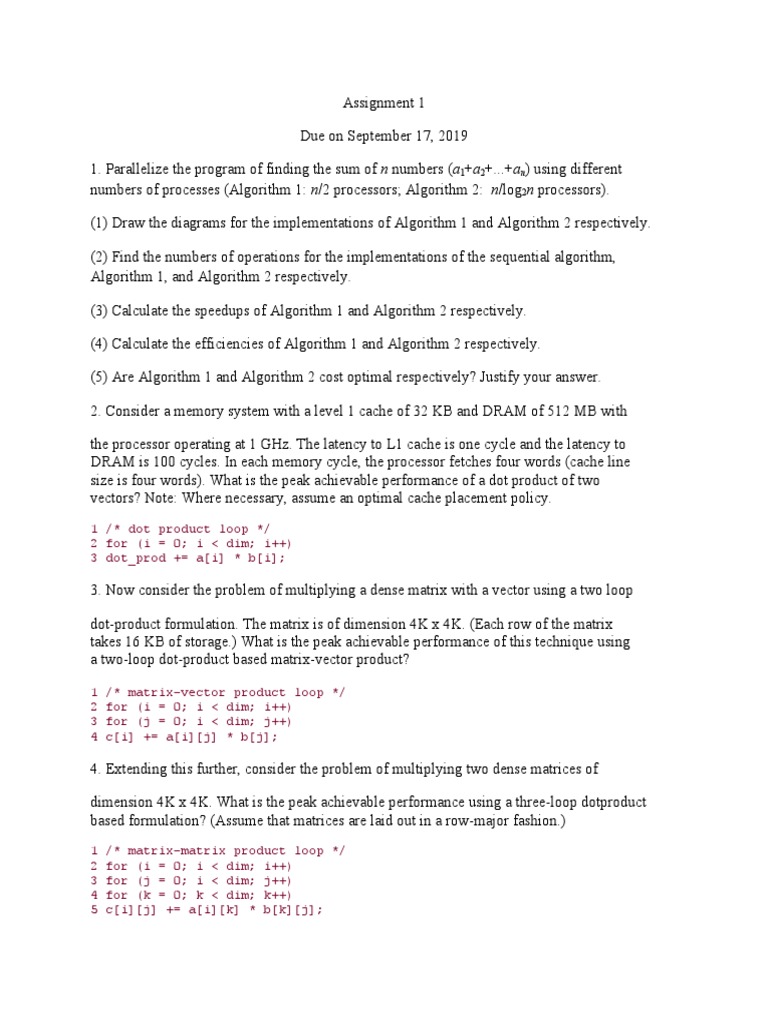 Assignment 1 | PDF | Cpu Cache | Central Processing Unit