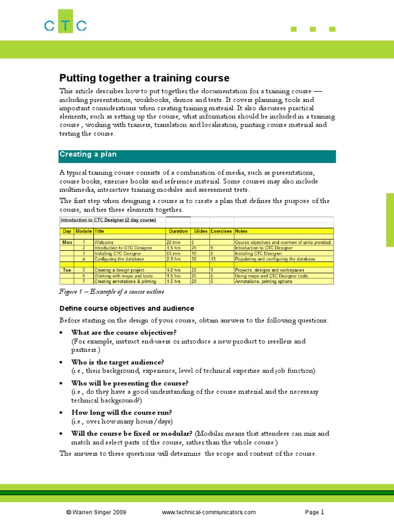 Putting Together A Training Course | PDF | Web Conferencing | Page Layout