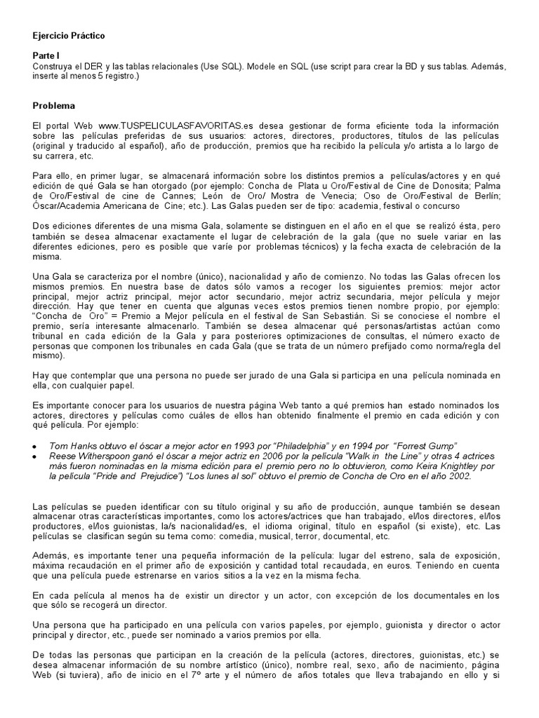 Ejercicio en SQL | PDF | SQL | Bases de datos