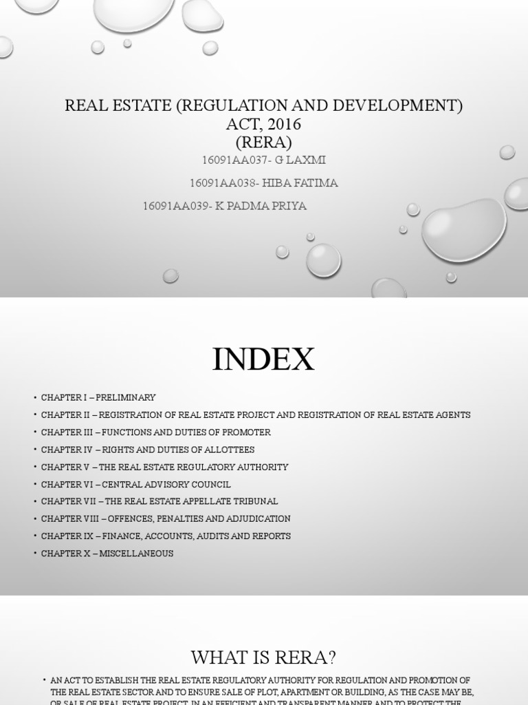 Real Estate (Regulation and Development) ACT, 2016 (RERA) | PDF ...