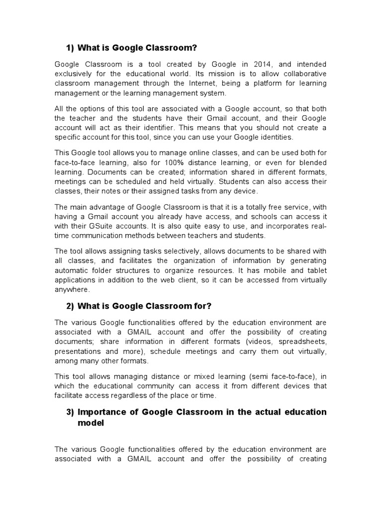1) What Is Google Classroom? | PDF | Learning | Software