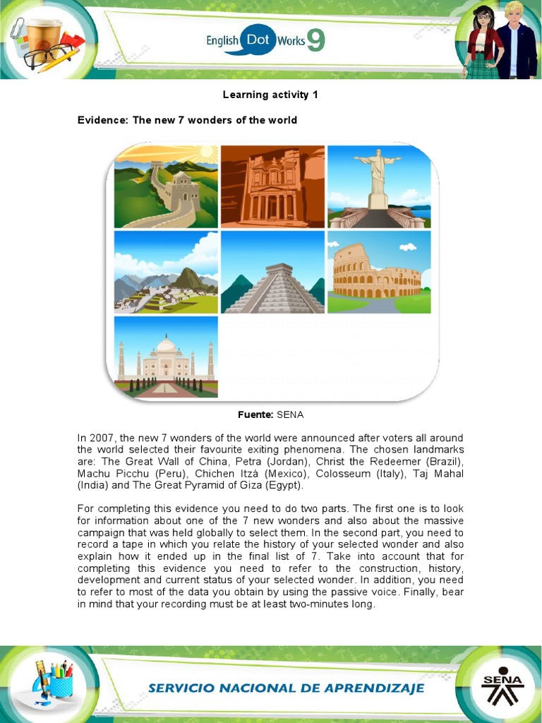Evidence - The - New - 7 - Wonders - of - The - World English 9 ...