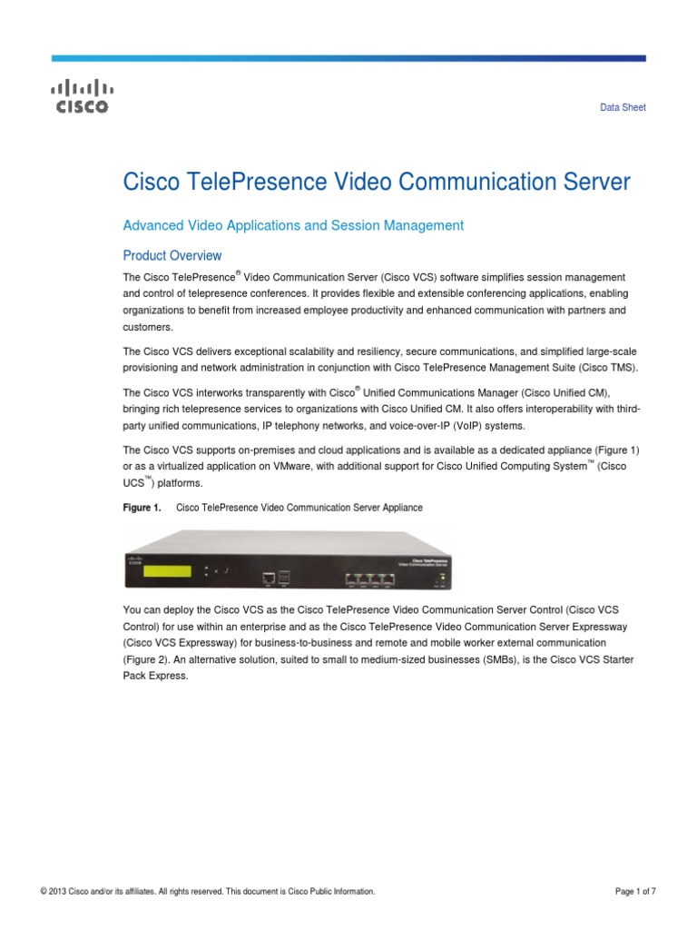 CTI VCS CONTRL K9 - Datasheet | PDF | Session Initiation Protocol | Cisco Systems