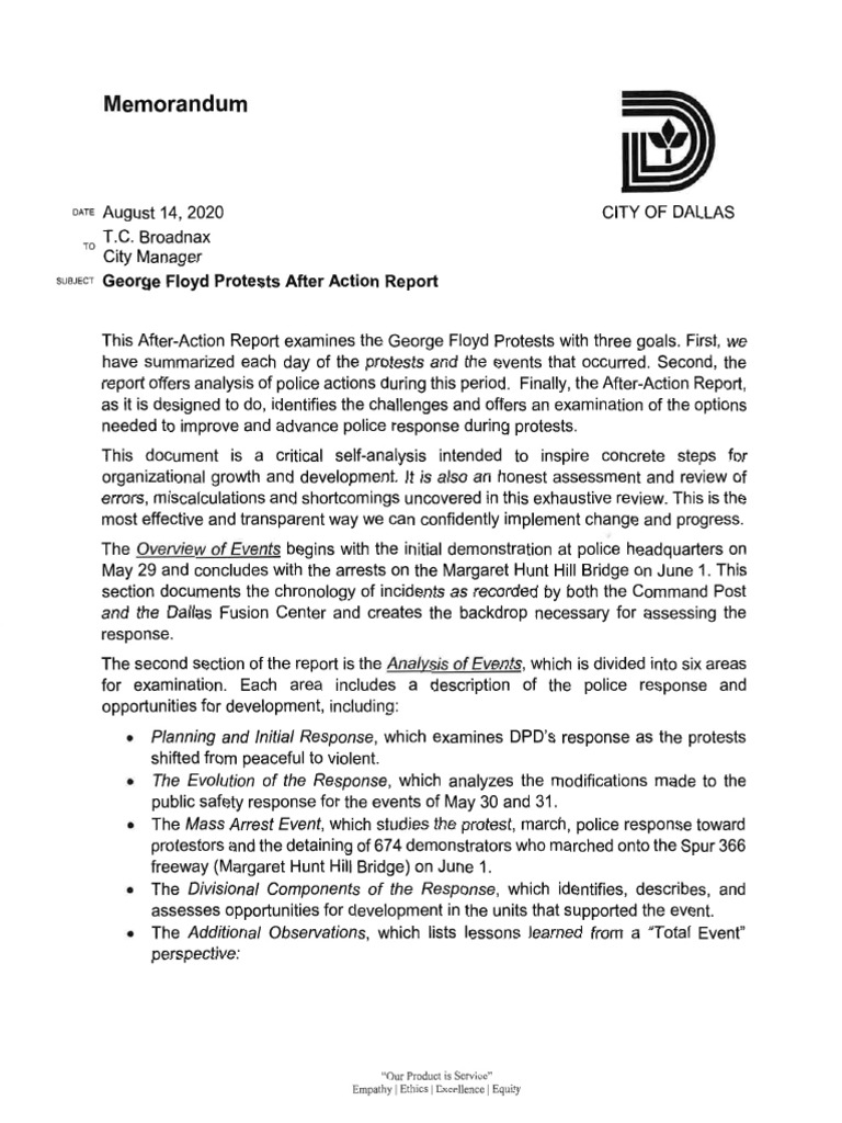 Dallas Police Department After Action Report | PDF | Swat | Police