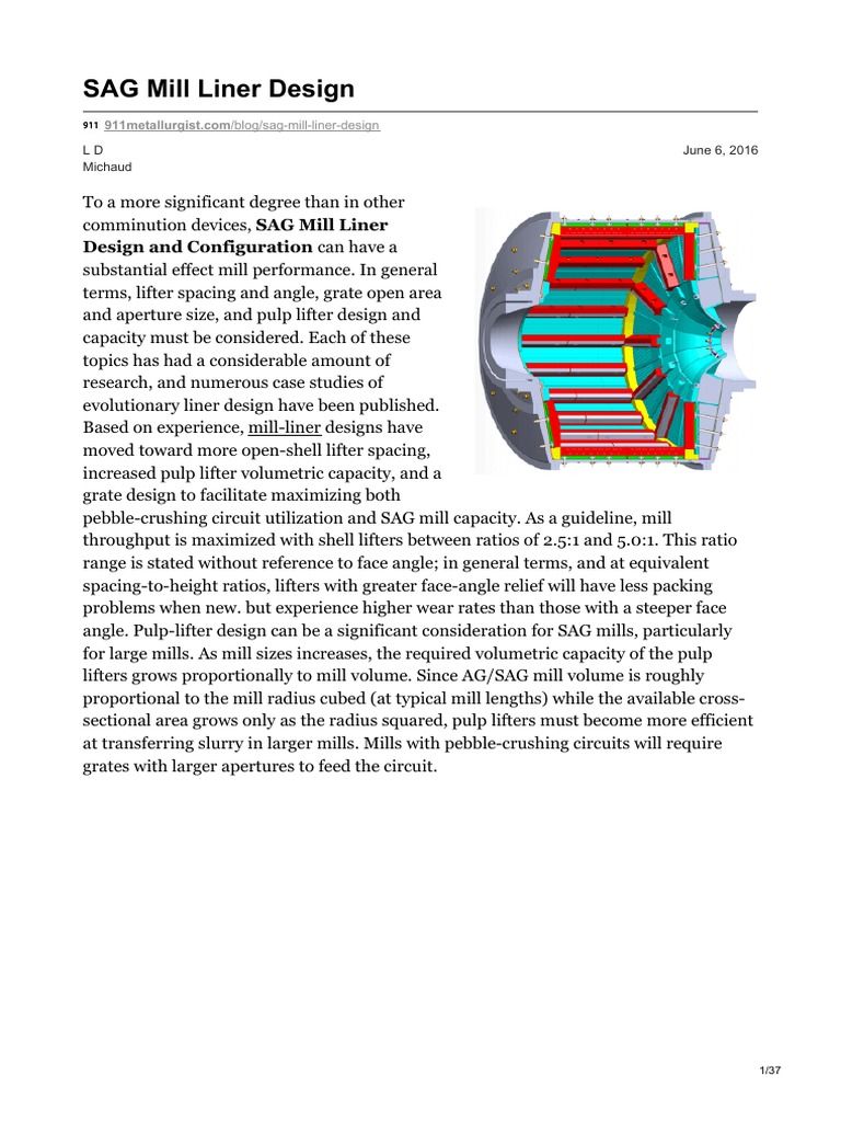 SAG Mill Liner Design Insights | PDF | Mill (Grinding) | Steel