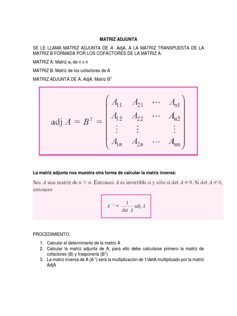Ejercitacion Entregable Inversa, Adjunta y Cramer | PDF | Determinante | Matriz (Matemáticas)