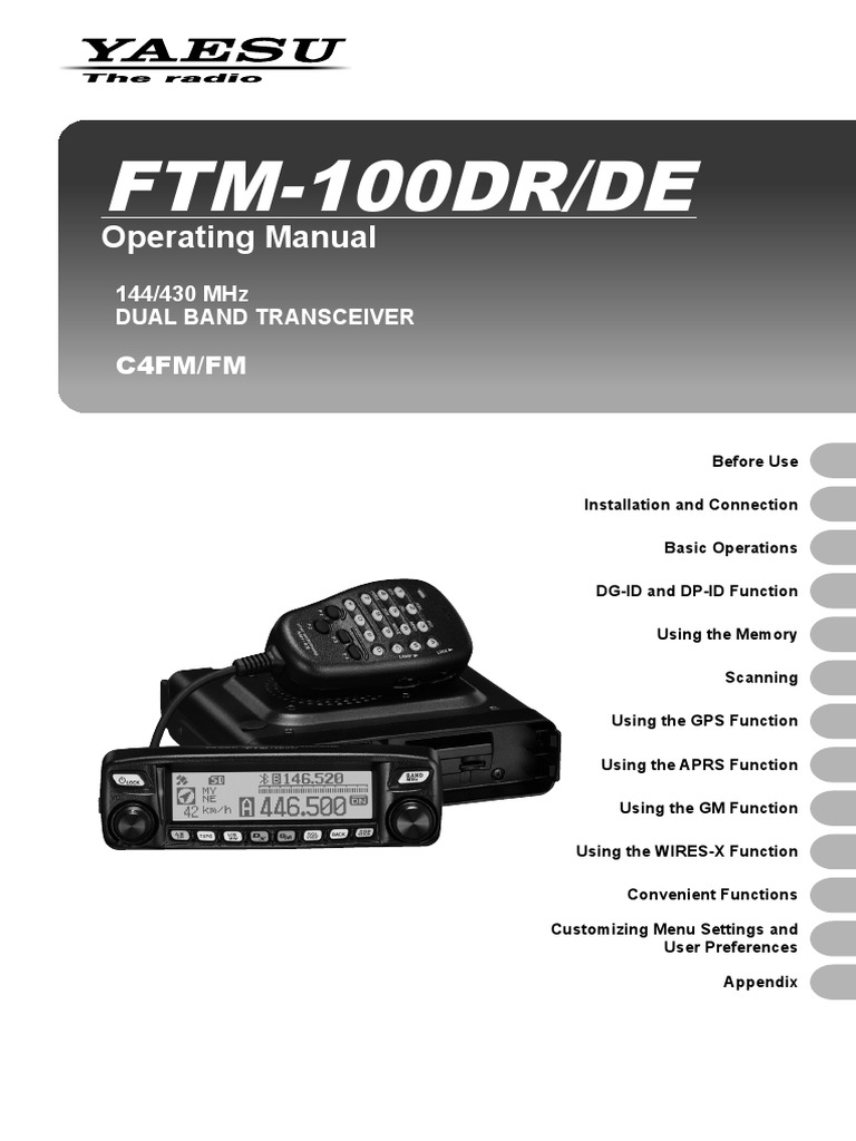 FTM-100DR/DE: Operating Manual | PDF | Electrical Connector | Antenna (Radio)