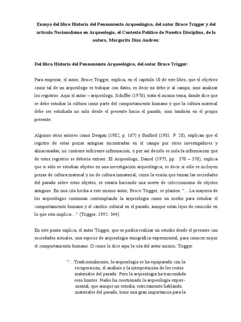 Ensayo Bruce Trigger y Margarita Díaz Andreu | PDF | Arqueología ...
