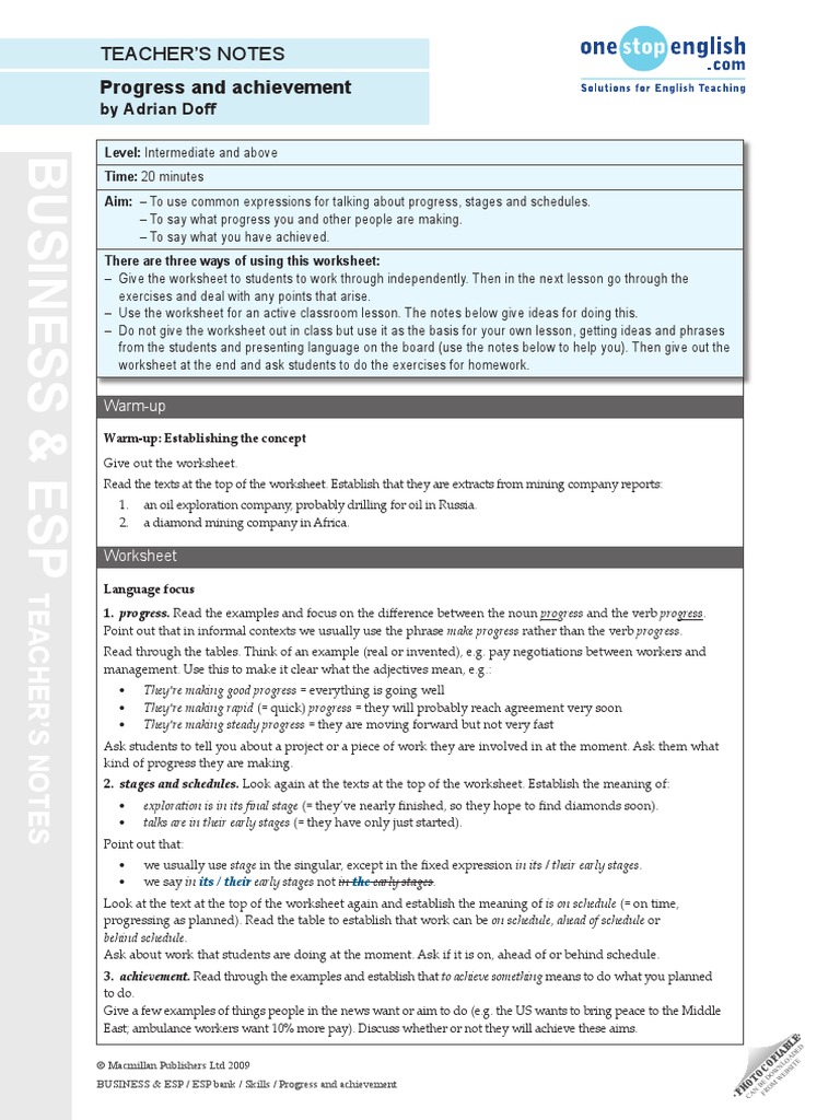 Progress and Achievement PDF | PDF | Verb | Grammatical Tense