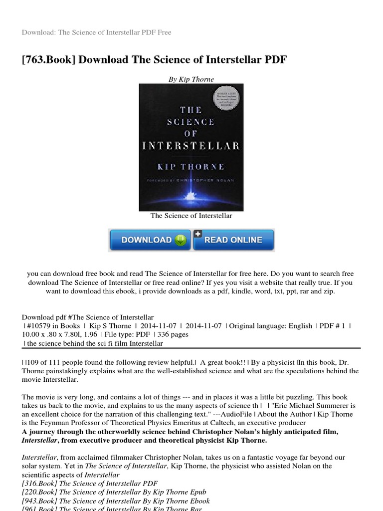 Download: The Science of Interstellar PDF Free | PDF