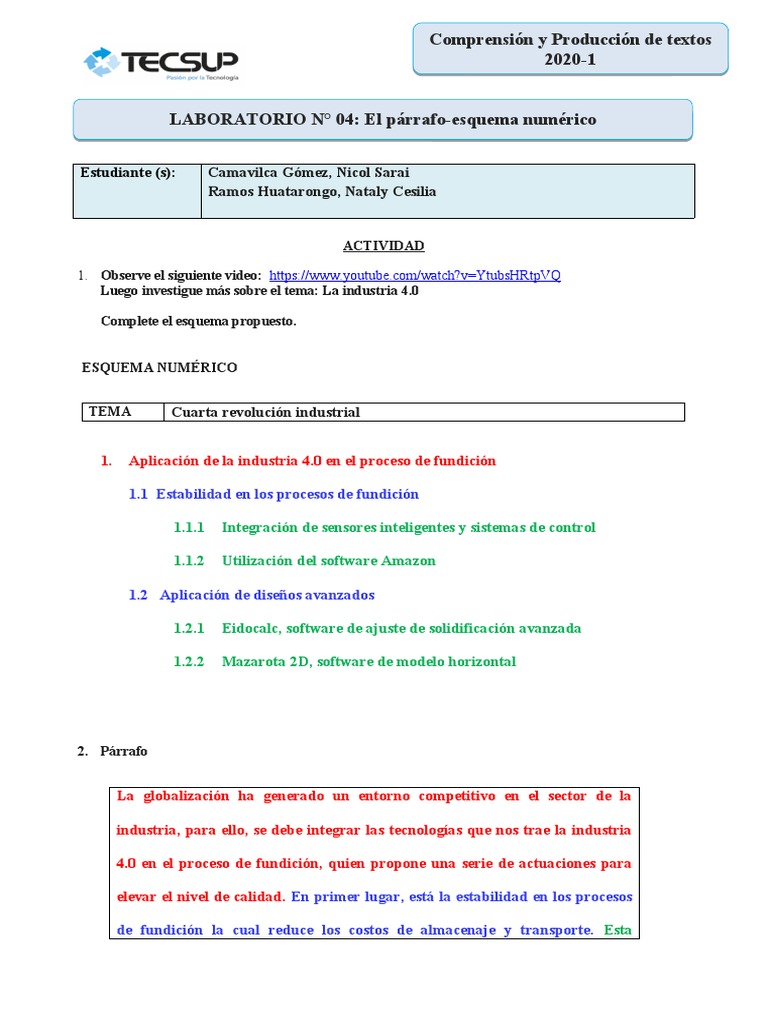 Laboratorio 4-El Párrafo-Esquema Numérico-1 | PDF