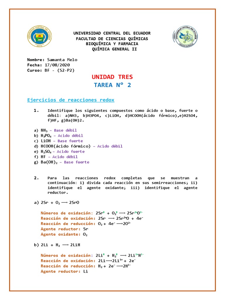 Unidad Tres Tarea 2 | PDF | Redox | Procesos de negocio
