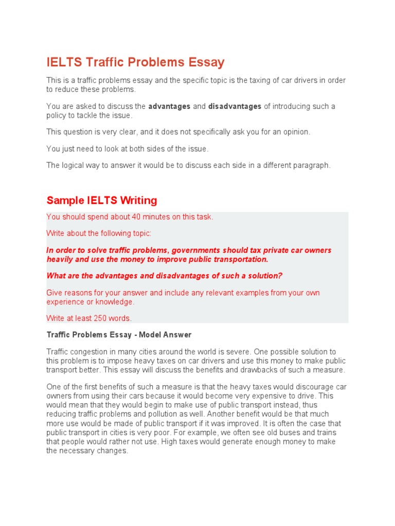 IELTS Traffic Problems Essay | Download Free PDF | Public Transport ...