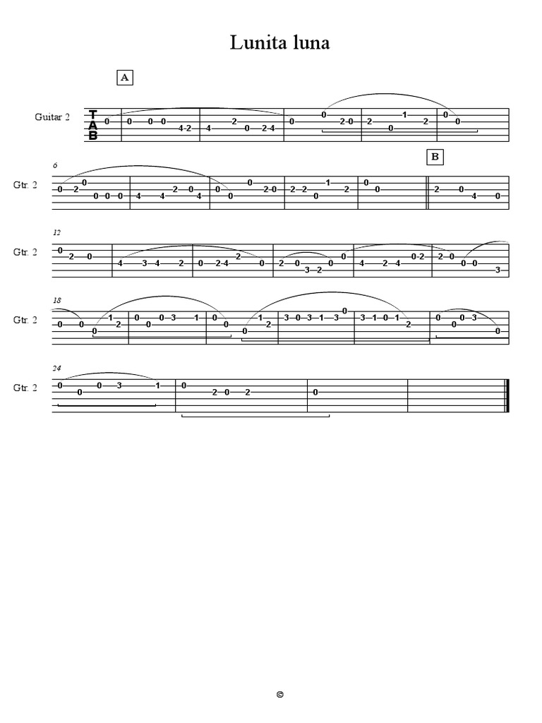 Lunita Luna Tab Guitarra 2 | PDF