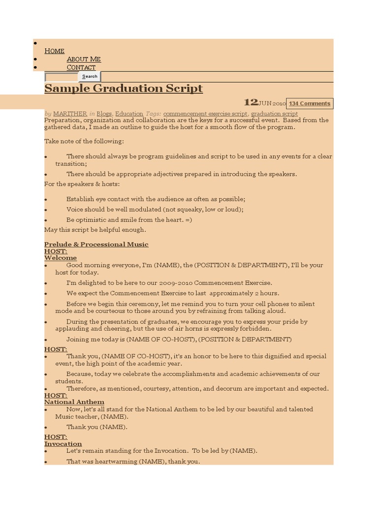 MC Script For Grad. Day 1 | PDF