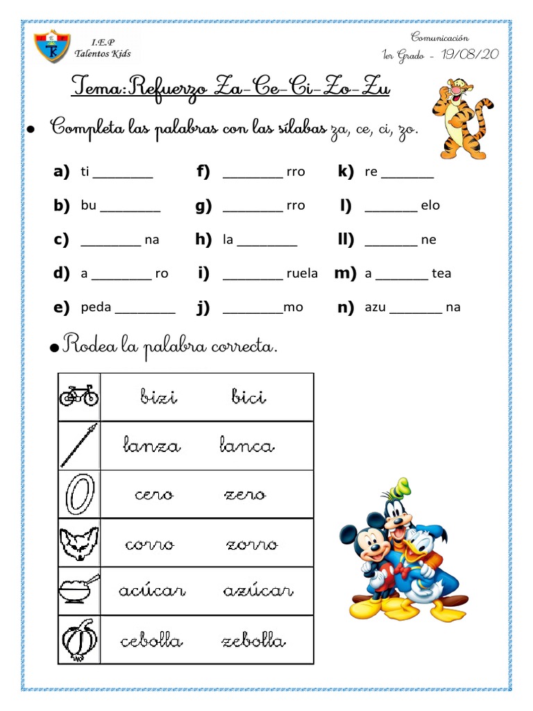 Refuerzo Za Ce Ci Zo Zu PDF | PDF