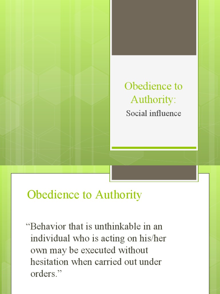 Obedience To Authority | PDF | Obedience (Human Behavior) | Social ...