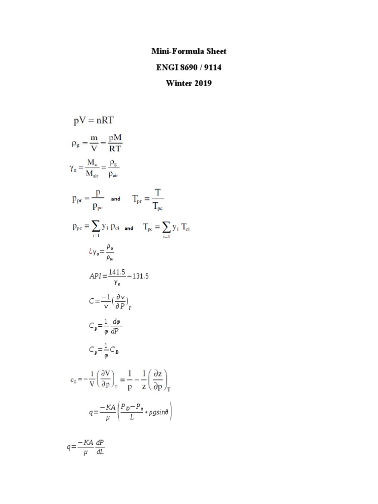 Midterm Formula Sheet | PDF
