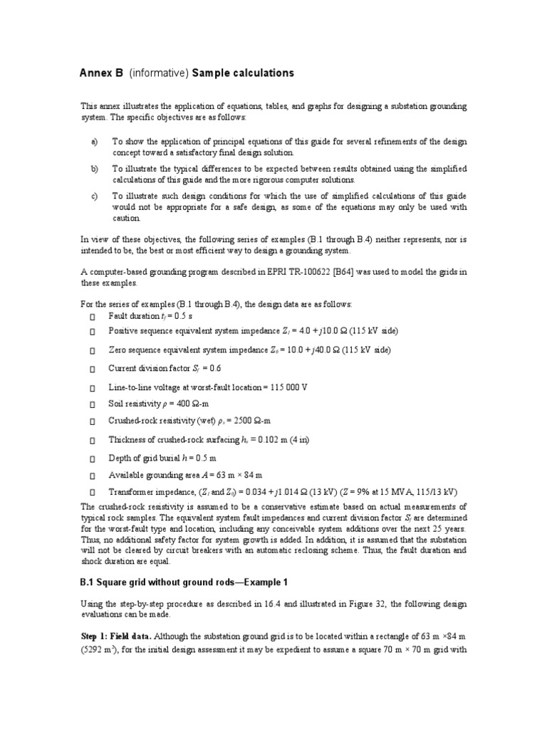 Annex B (Informative) Sample Calculations: B.1 Square Grid Without ...