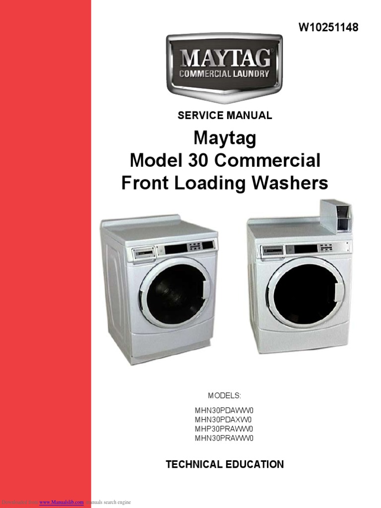 Maytag Model 30 Commercial Front Loading Washers: Service Manual | PDF ...
