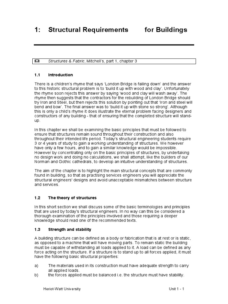 Unit 2 - Structural Requirement of Buildings | PDF | Stress (Mechanics ...