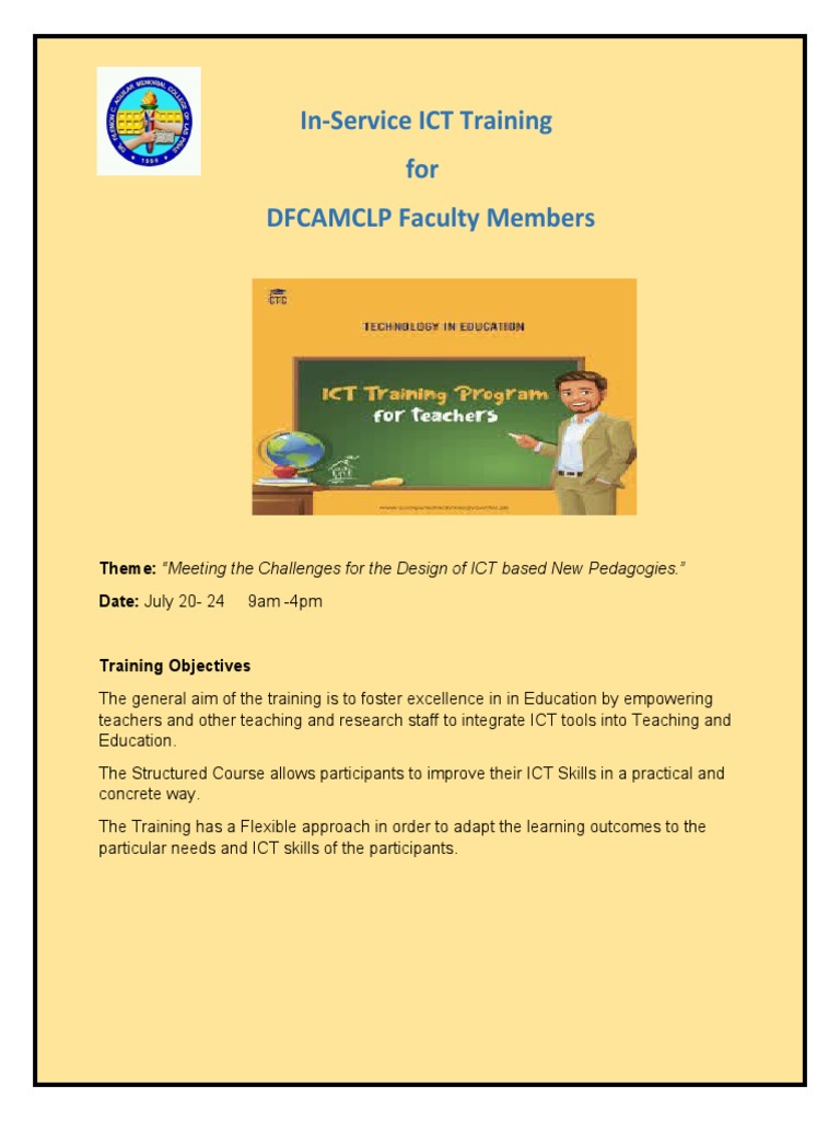 ICT Training Program Details | Download Free PDF | Educational ...