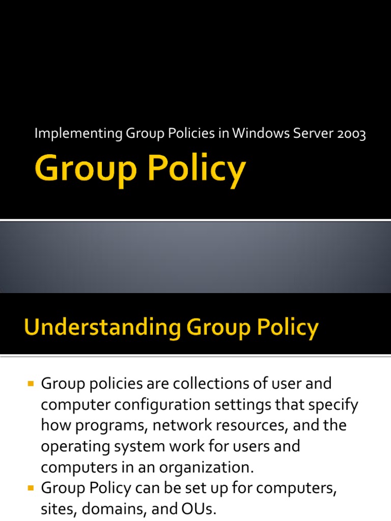 Chapter 6: Implementing Group Policy (Presentation) | PDF | Group ...