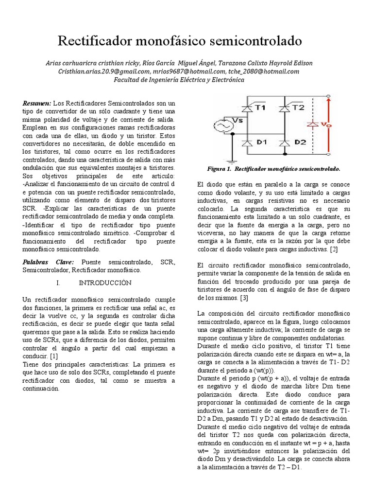Lab. N°4 - Informe Final-Electronica de Potencia 1 - Rectificador Monofasico Semicontrolado ...