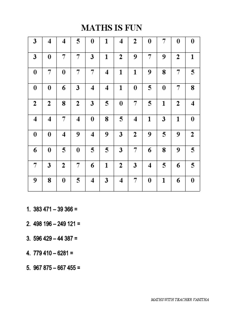 Maths Is Fun: Maths With Teacher Vanitha | PDF