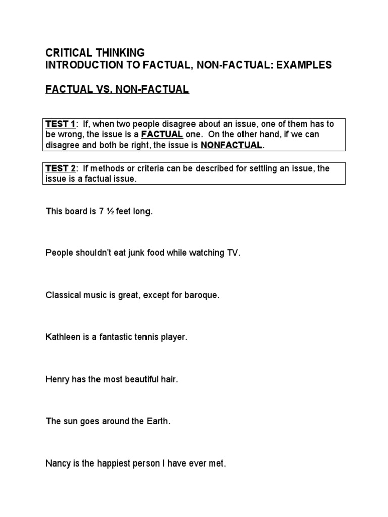 Introduction Factual Non Factual | PDF