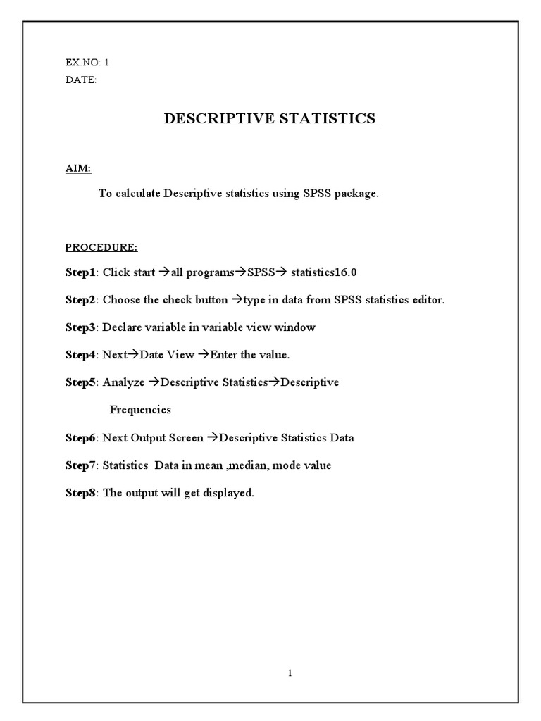 To Calculate Descriptive Statistics Using SPSS Package | PDF | Present Value | Interest