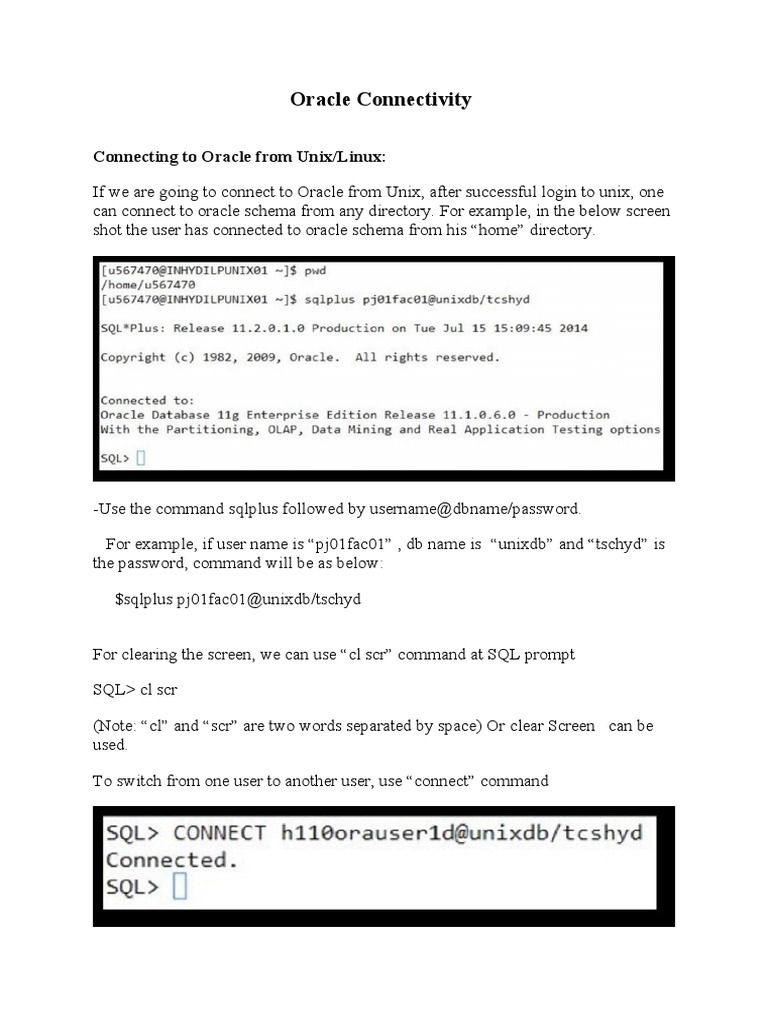 Oracle Database Connectivity in UNIX or Linux Environment | PDF