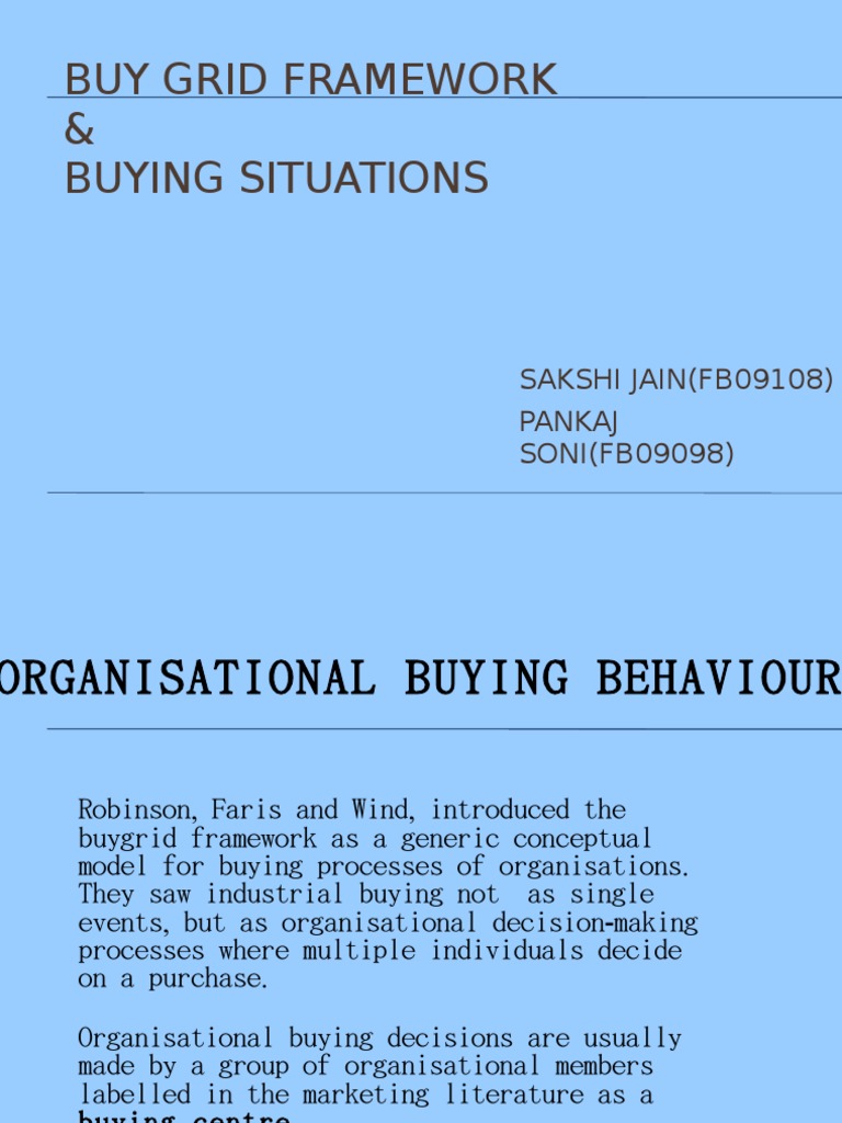 Buy Grid Framework | PDF | Decision Making | Marketing