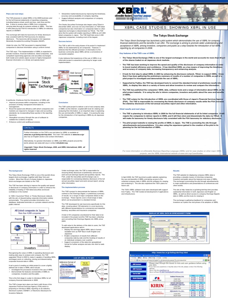 XBRL Case Studies: Showing XBRL in Use: The Tokyo Stock Exchange | PDF ...