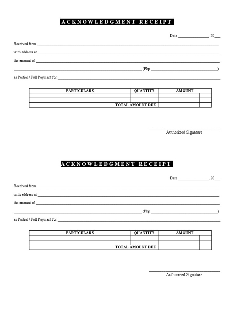 Acknowledgment Receipt Template | PDF
