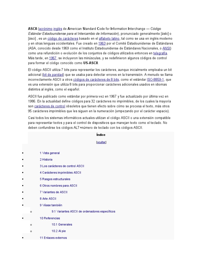Introducción al Código ASCII | PDF | Ascii | Infografia
