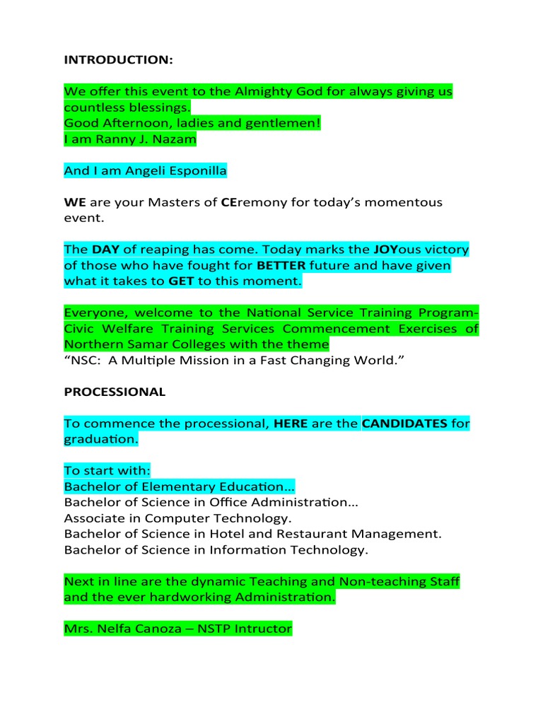 NSTP-CWTS Graduation | PDF | Science | Science And Technology