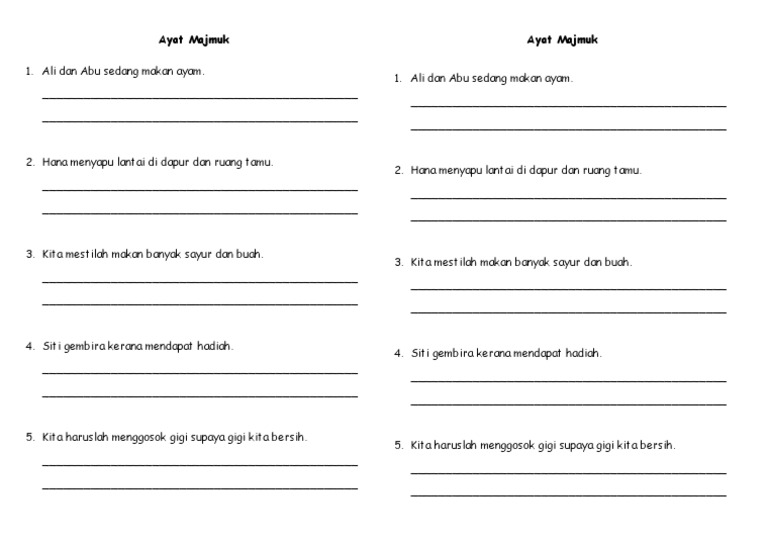 Salin Semula Ayat Majmuk Tahun 2 | PDF