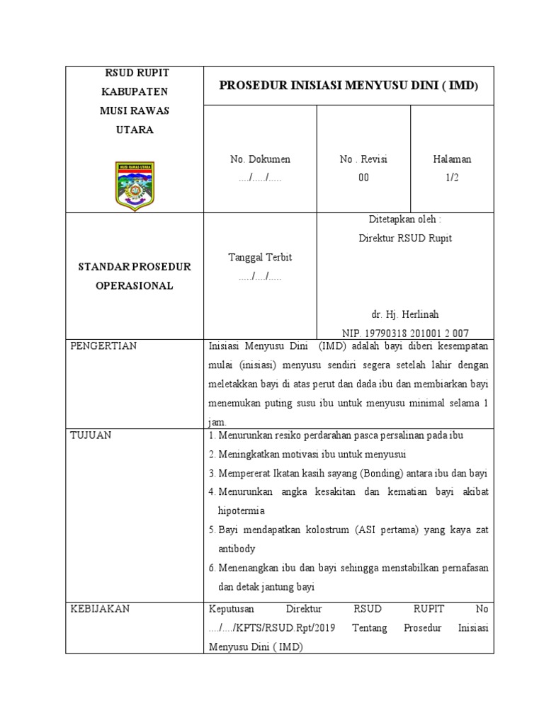 Sop IMD Tanpa Revisi 00 | PDF