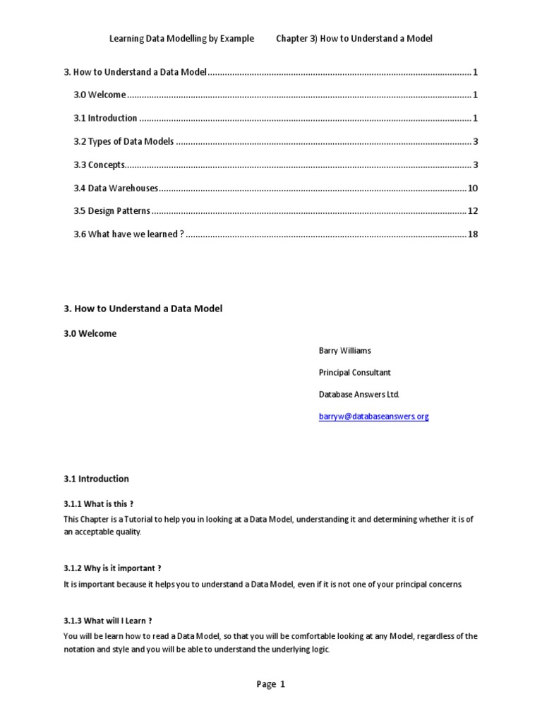 Chapter 3 How To Understand A Data Model PDF | PDF | Data Model | Data ...