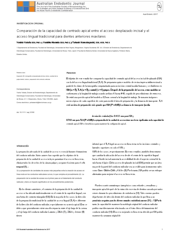 Comparison of Apical Centring Ability Between Incisal-Shifted Access ...