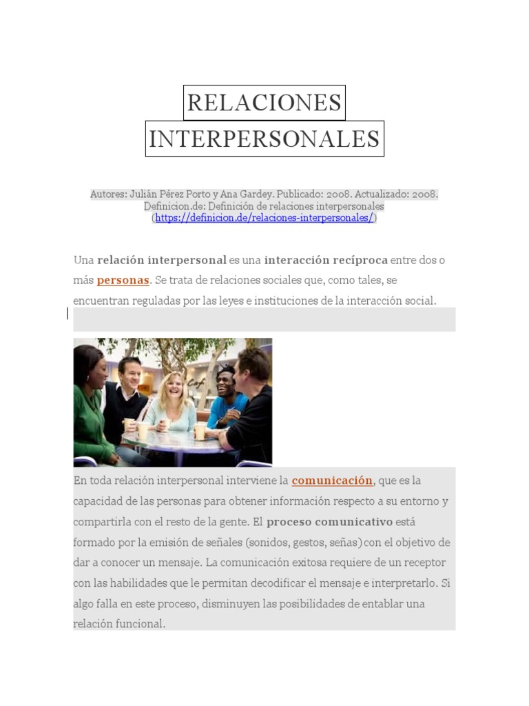 Relaciones Interpersonales | PDF | Comunicación | Internet
