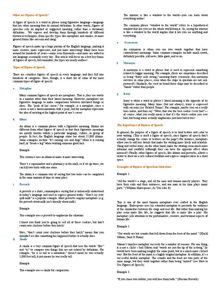 E. Oxymoron: What Are Figures of Speech? | PDF | Irony | Metaphor