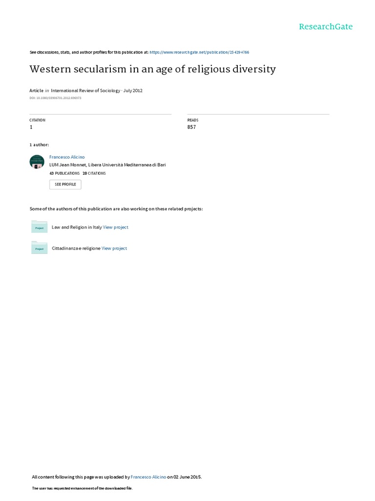 Western Secularism in An Age of Religious Diversity: International ...